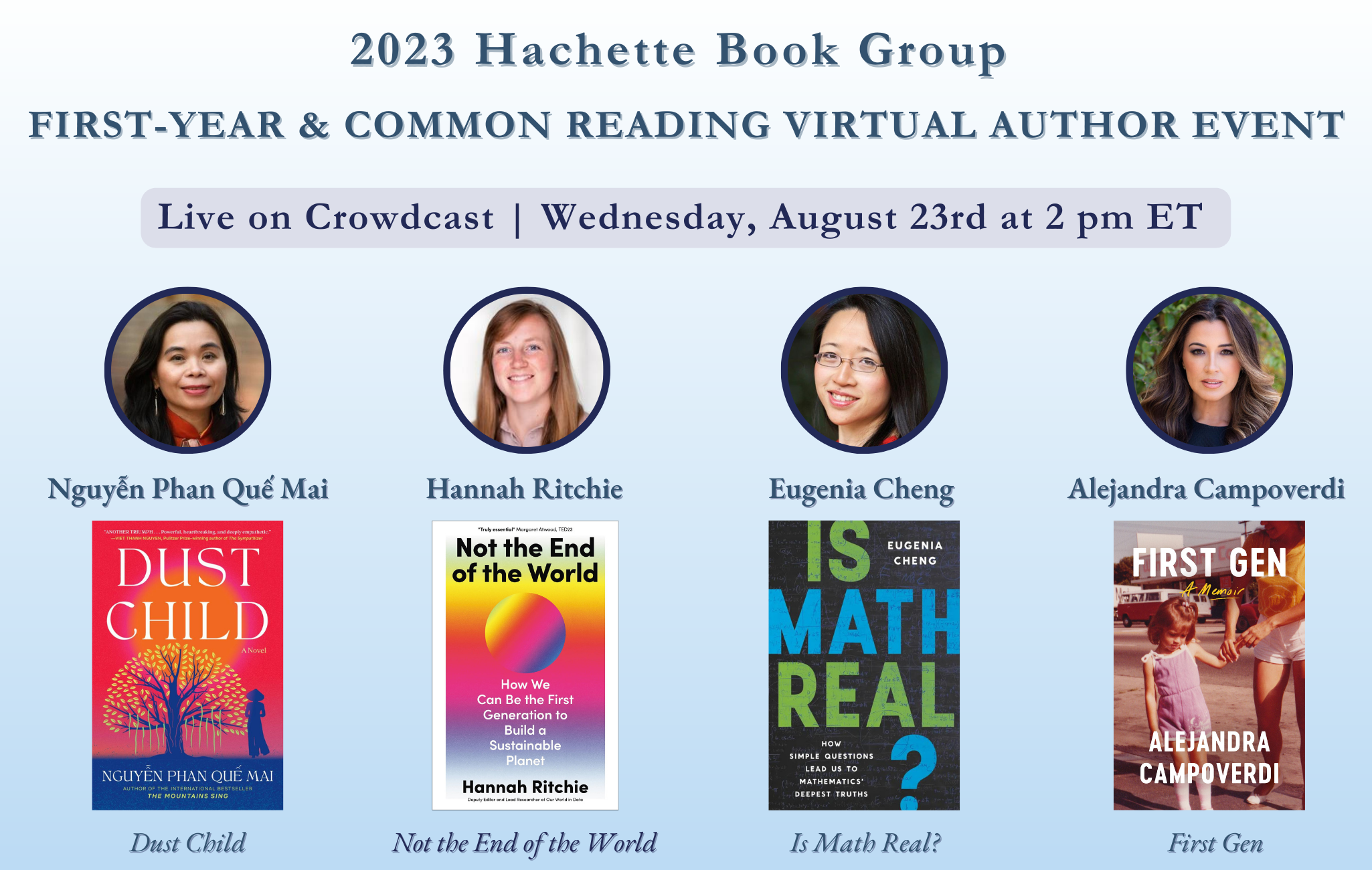 First-Year & Common Reading Virtual Event | Hachette Book Group
